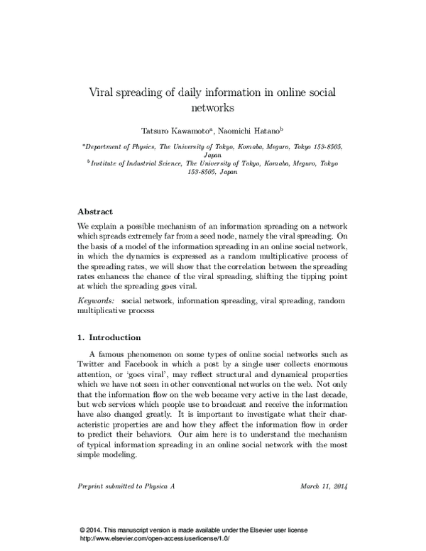 (PDF) Viral spreading of daily information in online social networks