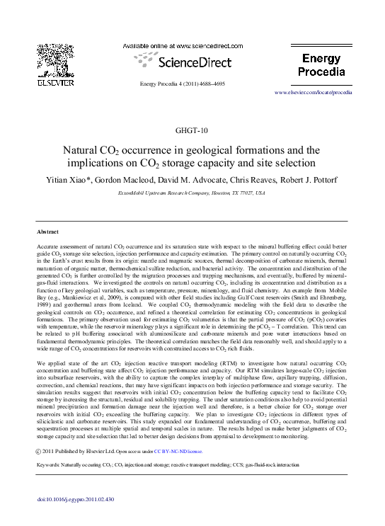 (PDF) Natural CO2 occurrence in geological formations and the ...