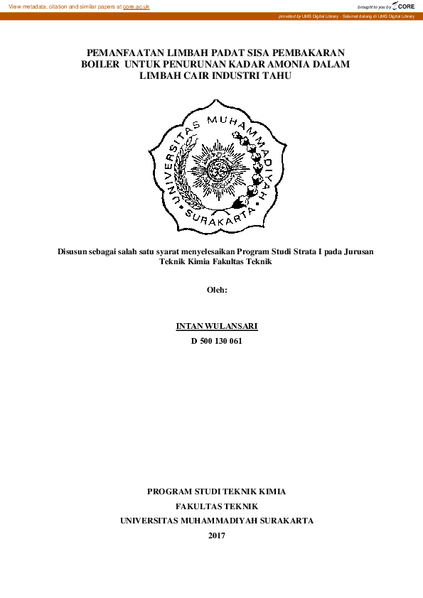 (PDF) Pemanfaatan Limbah Padat Sisa Pembakaran Boiler untuk Penurunan ...