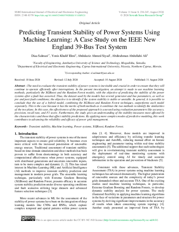 (PDF) Predicting Transient Stability of Power Systems Using Machine Learning: A Case Study on ...