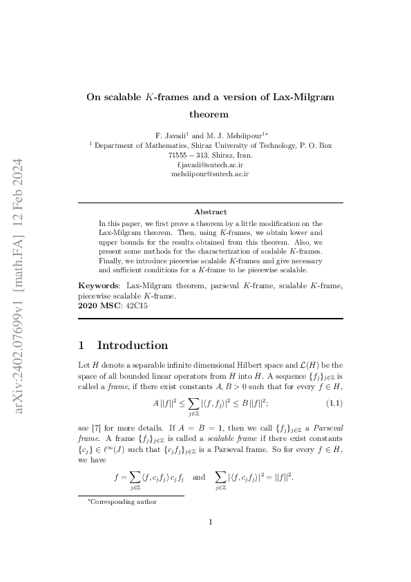 (PDF) Scalable K-frames and Lax-Milgram Theorem