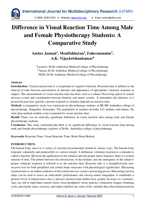 (PDF) Difference in Visual Reaction Time among Male and Female ...