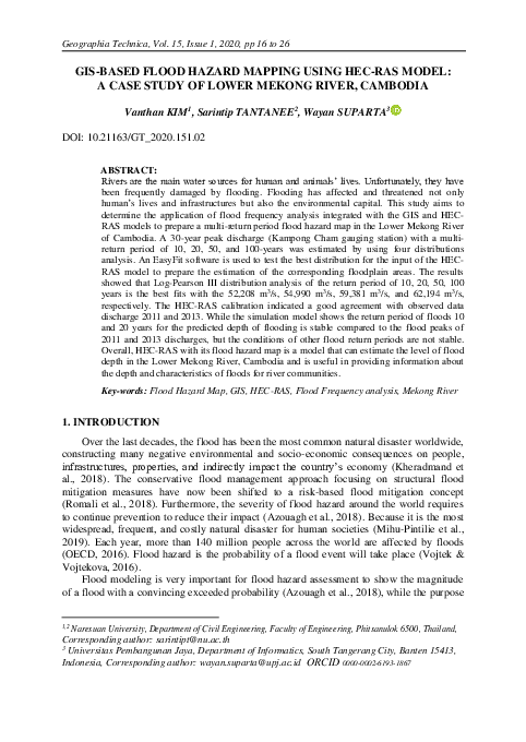 (PDF) Gis-Based Flood Hazard Mapping Using Hec-Ras Model: A Case Study of Lower Mekong River ...
