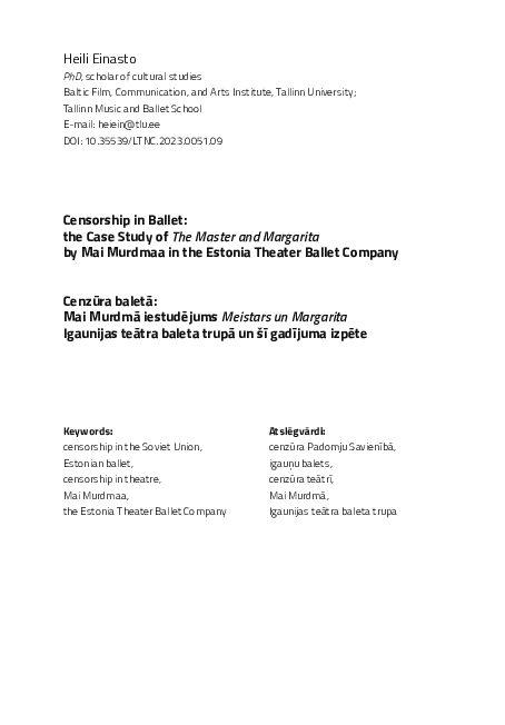 (PDF) Censorship in Ballet: the Case Study of The Master and Margarita ...