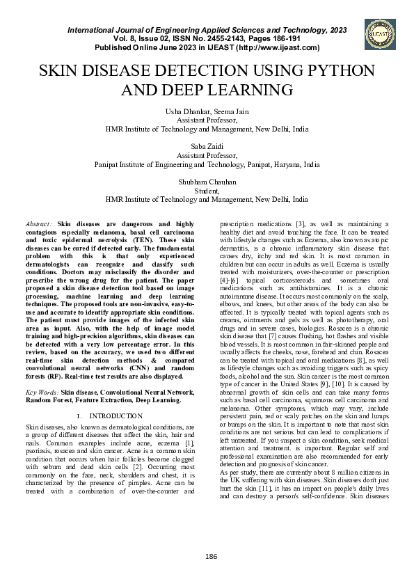Pdf Skin Disease Detection Using Python And Deep Learning