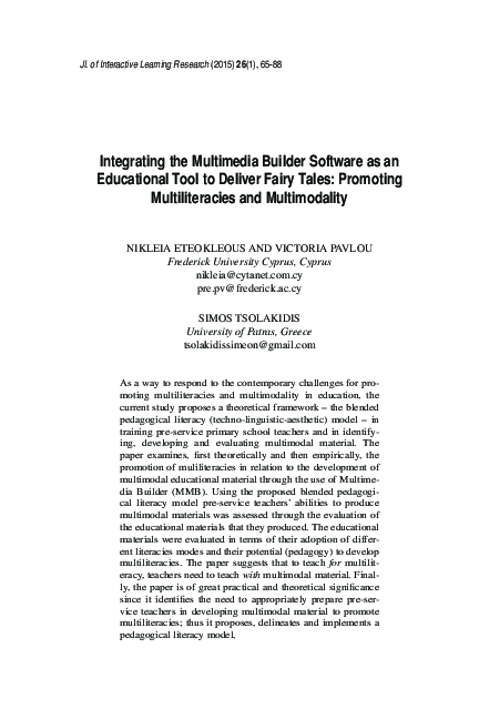 (PDF) Integrating the Multimedia Builder software as an educational tool to deliver fairy tales ...