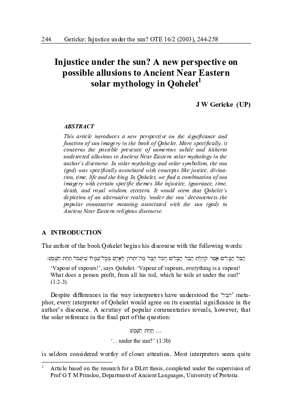 (PDF) Injustice under the sun? The deconstruction of solar mythology in ...