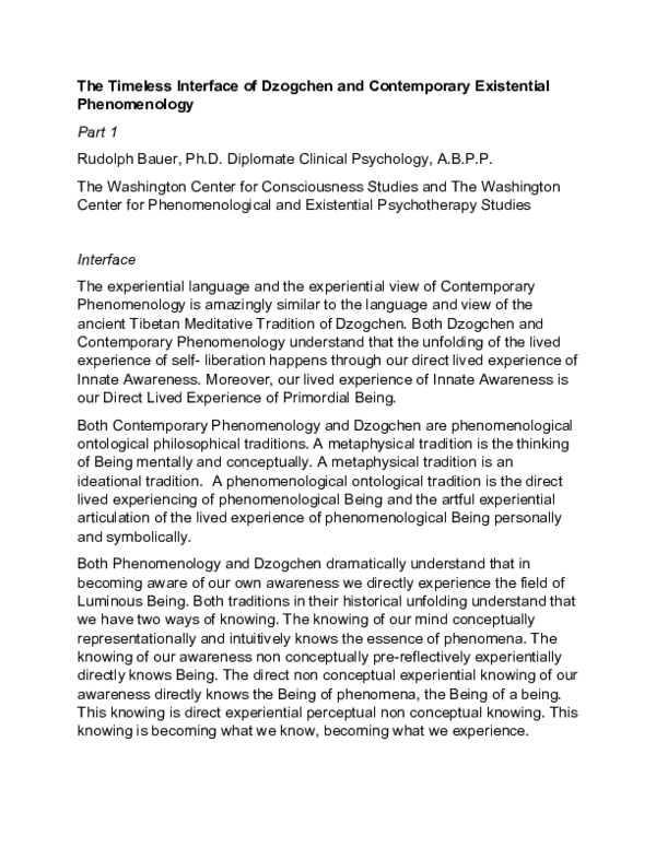 (PDF) The Timeless Interface of Dzogchen and Contemporary Existential ...