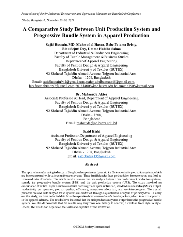 (PDF) A Comparative Study Between Unit Production System and ...