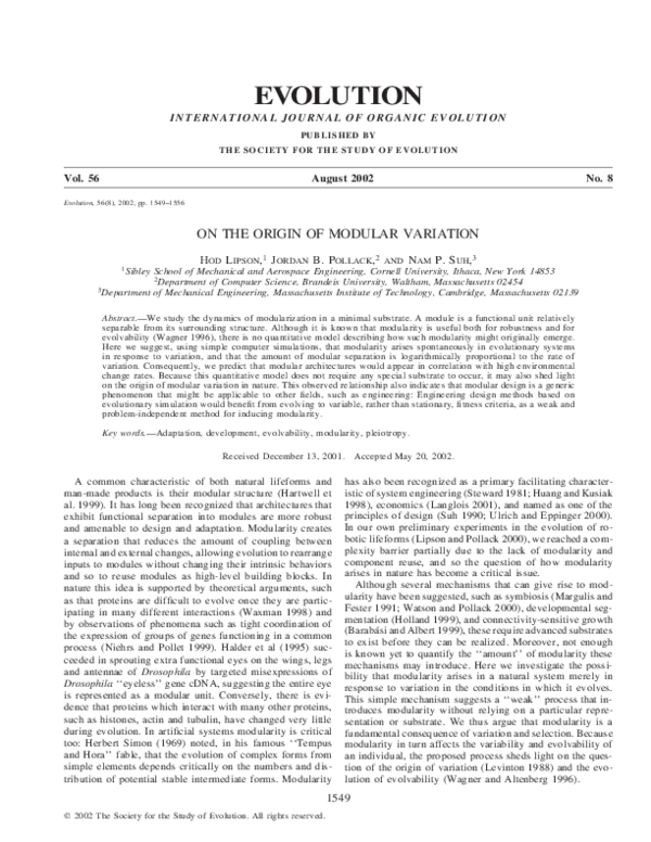 (PDF) On the Origin of Modular Variation