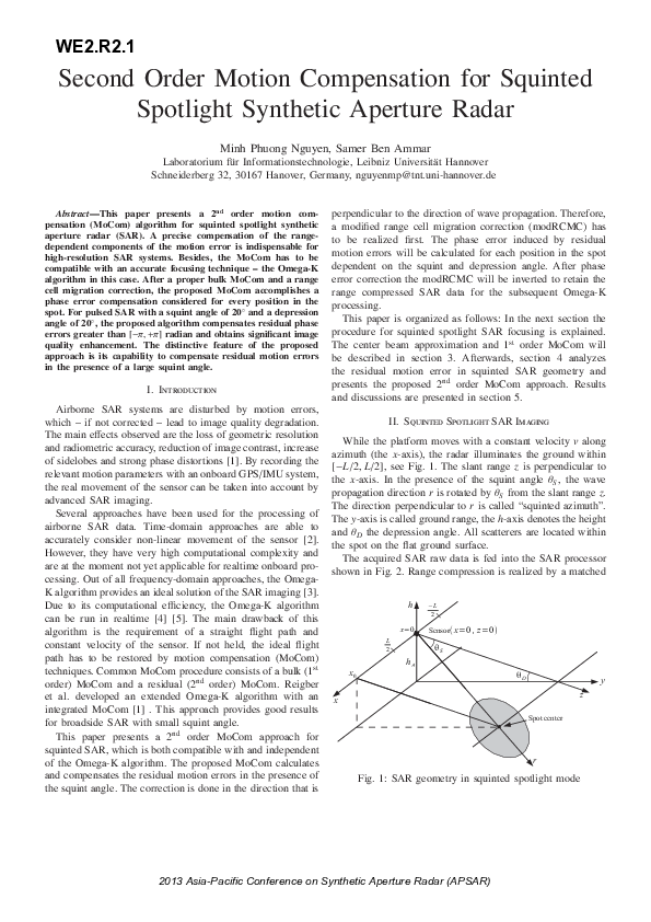 (PDF) Second order motion compensation for squinted spotlight synthetic ...