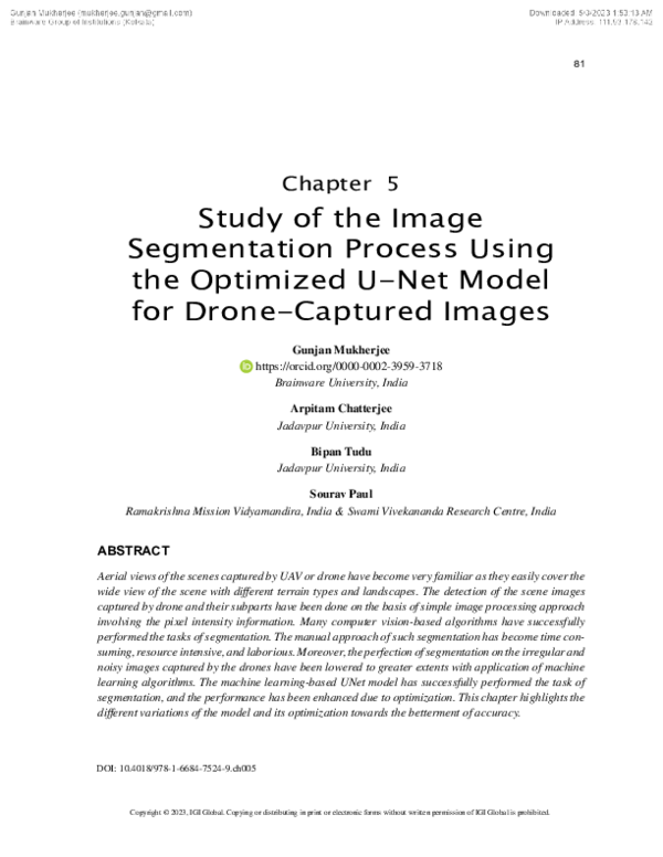 (PDF) Study of the Image Segmentation Process Using the Optimized U-Net Model for Drone-Captured ...
