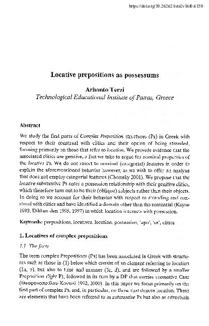 (PDF) Locative prepositions as possessums