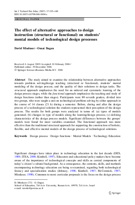 (PDF) The effect of alternative approaches to design instruction ...
