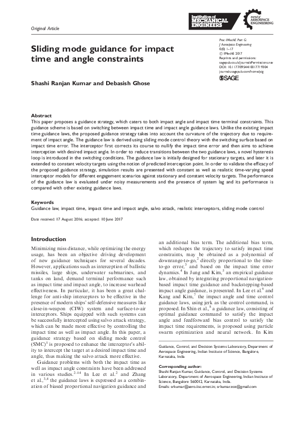 (PDF) Impact Time and Angle Guidance via Sliding Mode