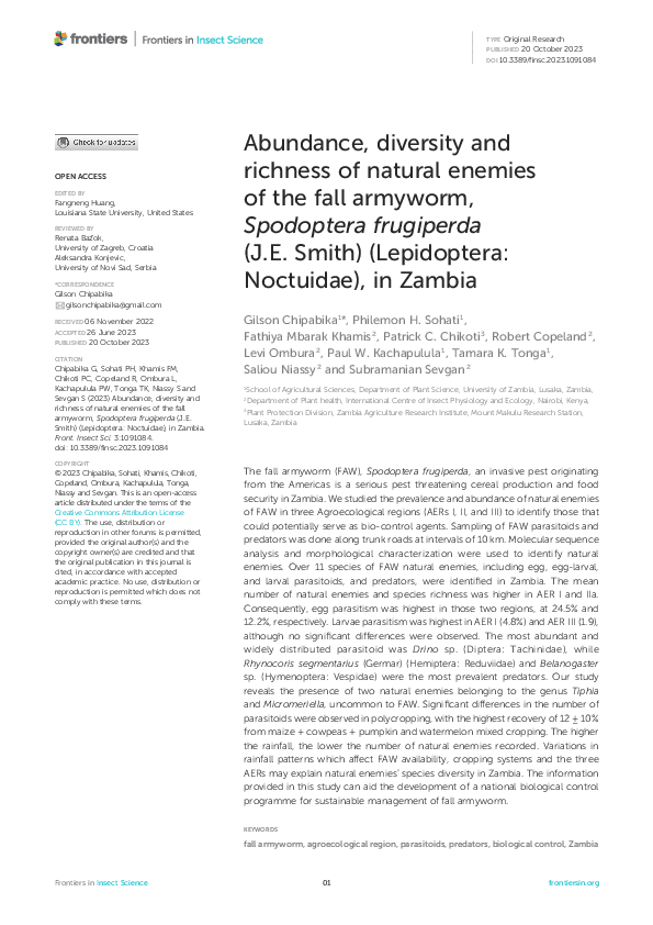 (PDF) Abundance, diversity and richness of natural enemies of the fall ...
