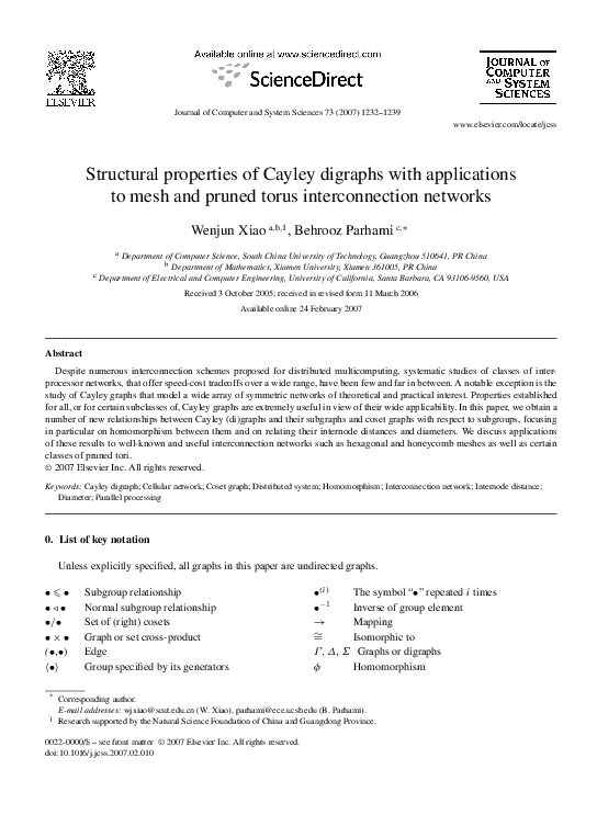 (PDF) Structural properties of Cayley digraphs with applications to ...