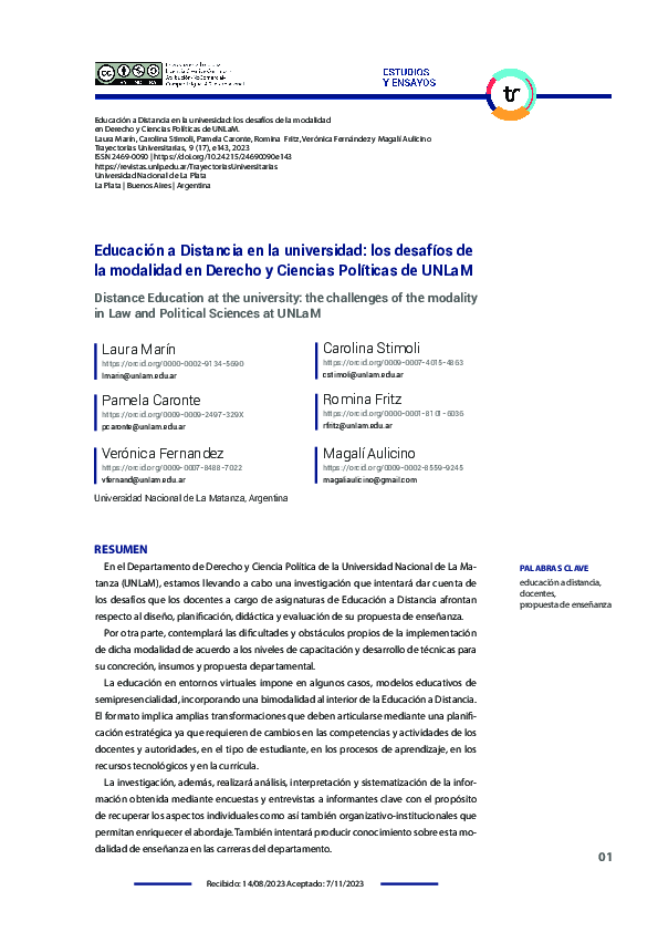 (PDF) Educación a Distancia en la universidad: los desafíos de la ...