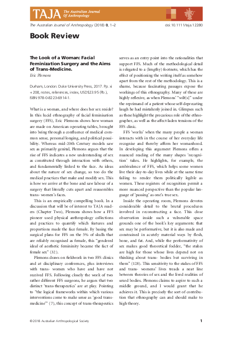 (PDF) The Look of a Woman: Facial Feminization Surgery and the Aims of ...