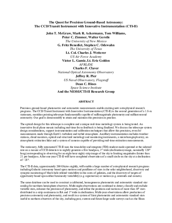 (PDF) The Quest for Precision Ground-Based Astronomy: The CCD/Transit ...