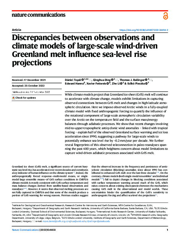 (PDF) Discrepancies between observations and climate models of large ...
