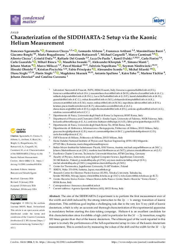 (PDF) Characterization of the SIDDHARTA-2 Setup via the Kaonic Helium ...