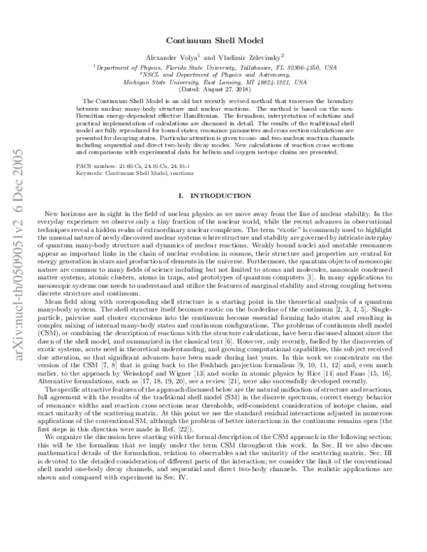 (PDF) Continuum shell model