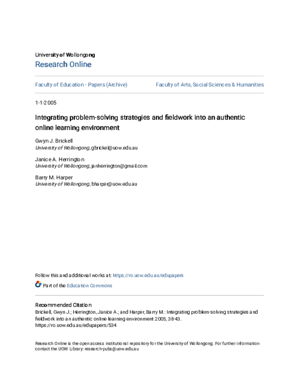 (PDF) Integrating problem-solving strategies and fieldwork into an ...