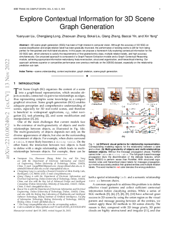 (PDF) Explore Contextual Information for 3D Scene Graph Generation | Chengjiang Long - Academia.edu