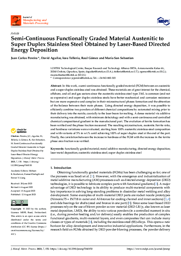 (PDF) Semi-Continuous Functionally Graded Material Austenitic to Super ...