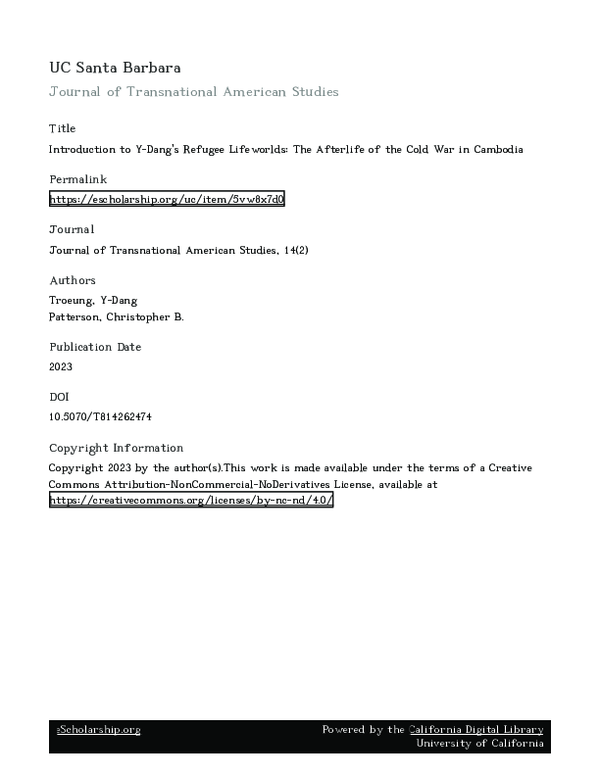 (PDF) Introduction to Y-Dang's Refugee Lifeworlds: The Afterlife of the ...