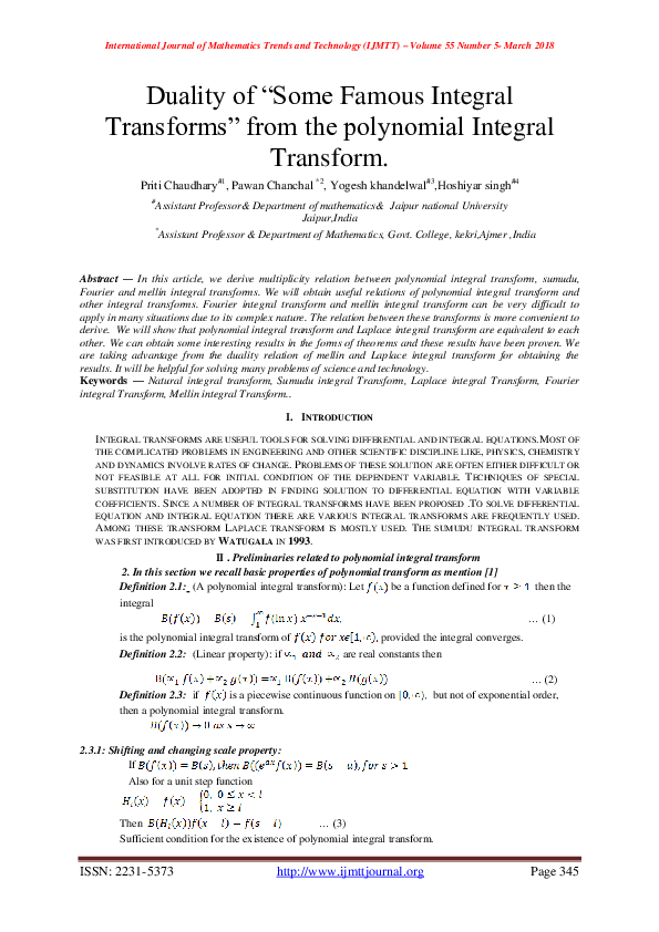 Pdf Duality Of “some Famous Integral Transforms” From The Polynomial