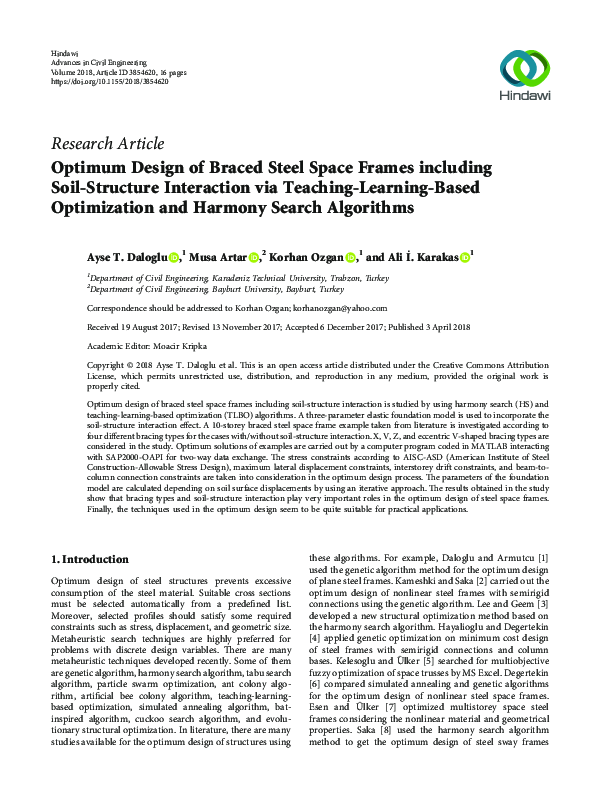 (PDF) Optimum Design of Braced Steel Space Frames including Soil-Structure Interaction via ...