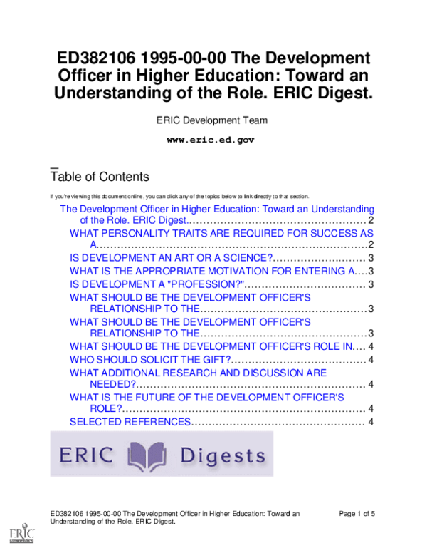 (PDF) The Development Officer in Higher Education: Toward an ...