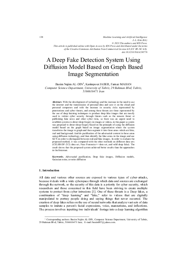 Pdf A Deep Fake Detection System Using Diffusion Model Based On Graph Based Image Segmentation