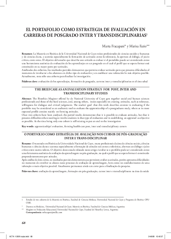 (PDF) El Portafolio Como Estrategia De Evaluación en Carreras De ...
