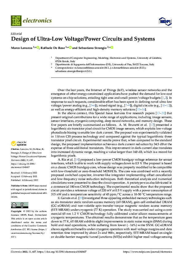 (PDF) Design of Ultra-Low Voltage/Power Circuits and Systems