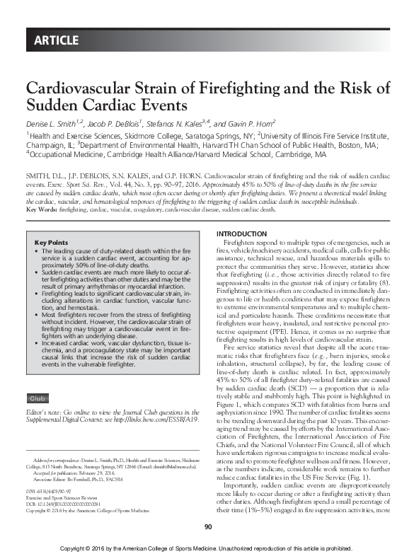 (PDF) Cardiovascular Strain of Firefighting and the Risk of Sudden ...