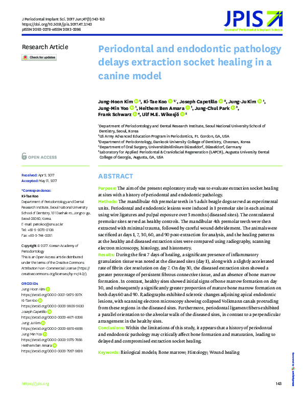 (PDF) Periodontal and endodontic pathology delays extraction socket ...