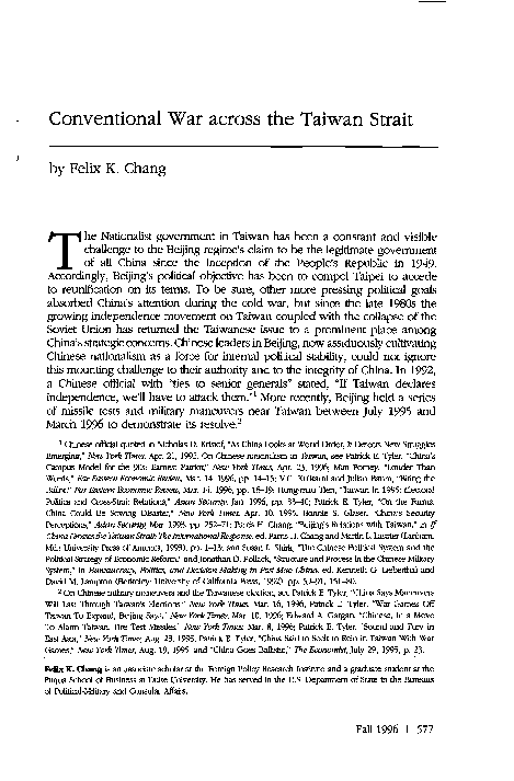 (PDF) Conventional war across the Taiwan Strait
