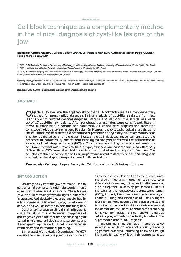 (PDF) Cell block technique as a complementary method in the clinical ...
