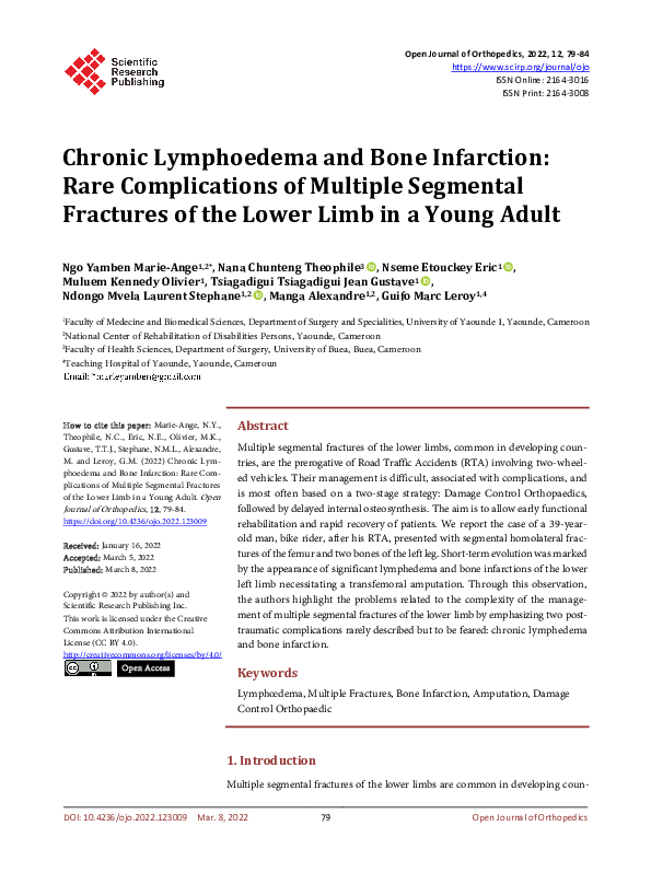 (PDF) Chronic Lymphoedema and Bone Infarction: Rare Complications of ...