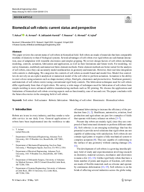 (PDF) Biomedical soft robots: current status and perspective