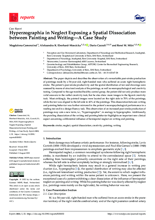 (PDF) Hyperzographia in Neglect Exposing a Spatial Dissociation between Painting and Writing—A ...