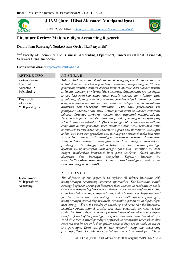 (PDF) Literature Review: Multiparadigm Accounting Research