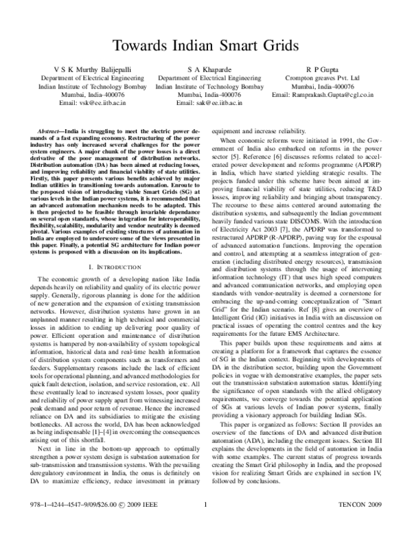(PDF) Towards Indian Smart Grids