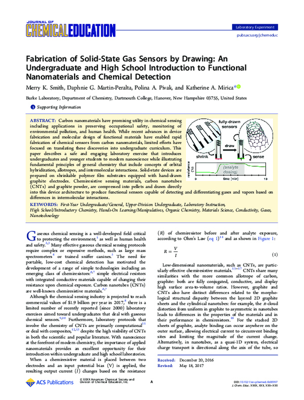(PDF) Fabrication of Solid-State Gas Sensors by Drawing: An Undergraduate and High School ...