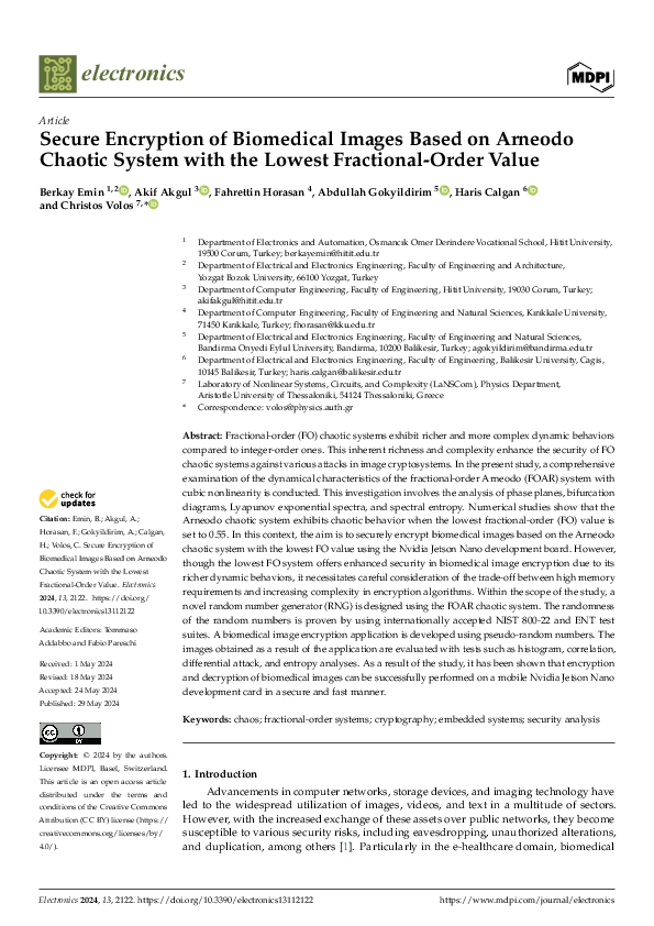(PDF) Secure Encryption of Biomedical Images Based on Arneodo Chaotic System with the Lowest ...