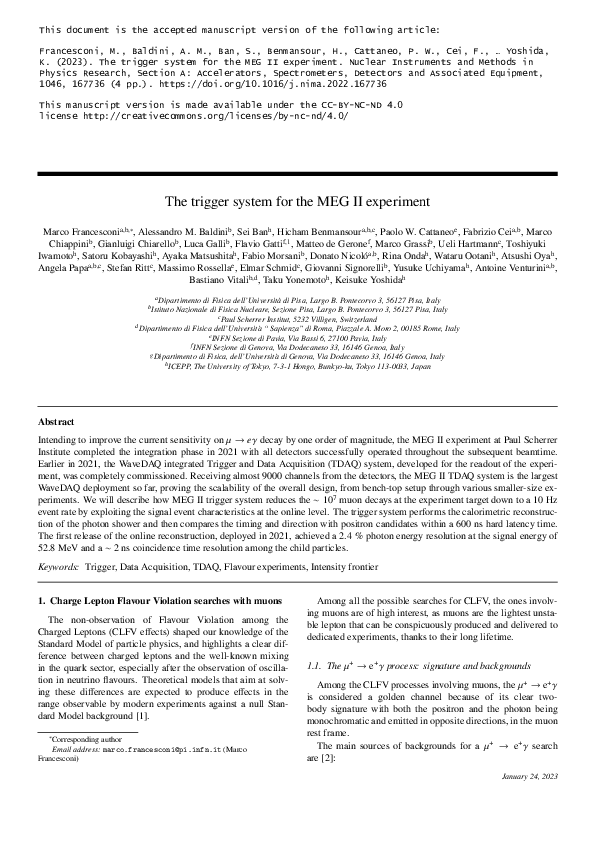 (PDF) The trigger system for the MEG II experiment
