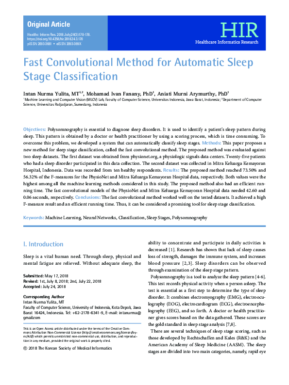 Pdf Automated Sleep Stage Classification Method
